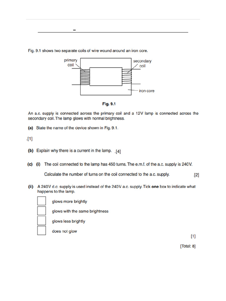 O-Level Physics Electromagnetic Effects Worksheet | PDF