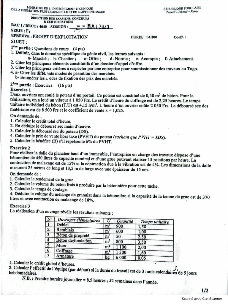 Sujets Bac 1 2025 | PDF