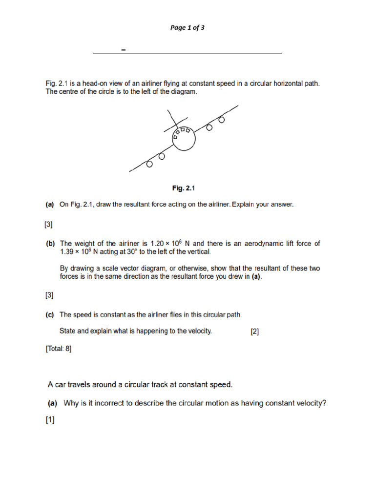 O-Level Physics - Circular Motion Worksheet 2021 (Questions) | PDF