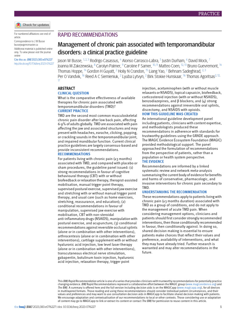 Chronic Pain Management for TMD | PDF | Pain | Pain Management