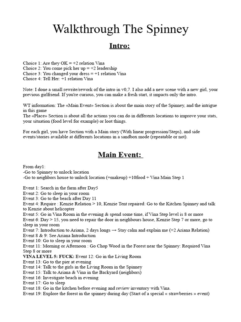 The Spinney Walkthrough Guide | PDF