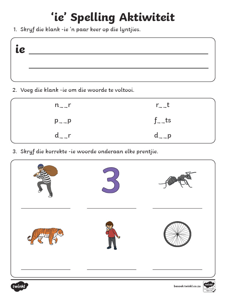 Za HL 802 Klanke Ie Ou Eu Ei Oe en Ui Spelling Aktiwiteite Ver 2 | PDF