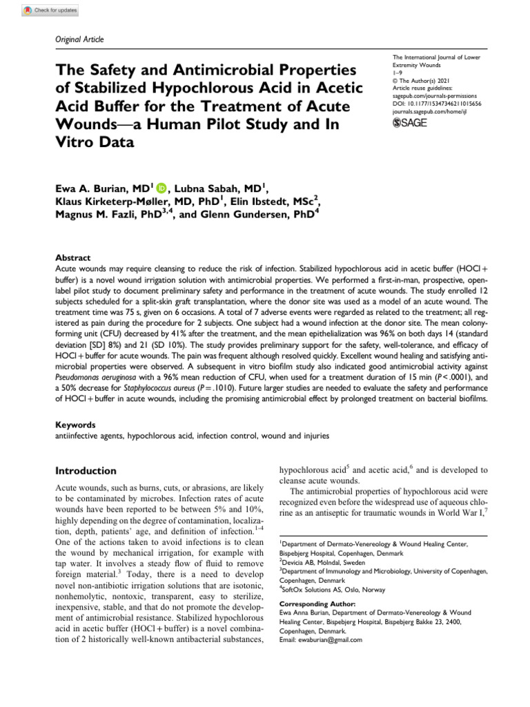 The Safety and Antimicrobial Properties of Stabilized Hypochlorous Acid ...