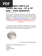 Questionário de Ciências Tema Lua, Fases Da Lua e Eclipses | PDF | Lua | Eclipse