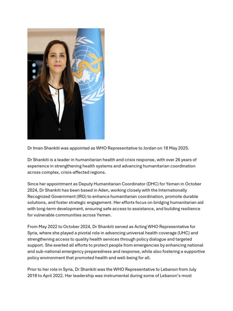 Dr. Iman Shankiti: WHO Leadership in Crisis | PDF | World Health ...