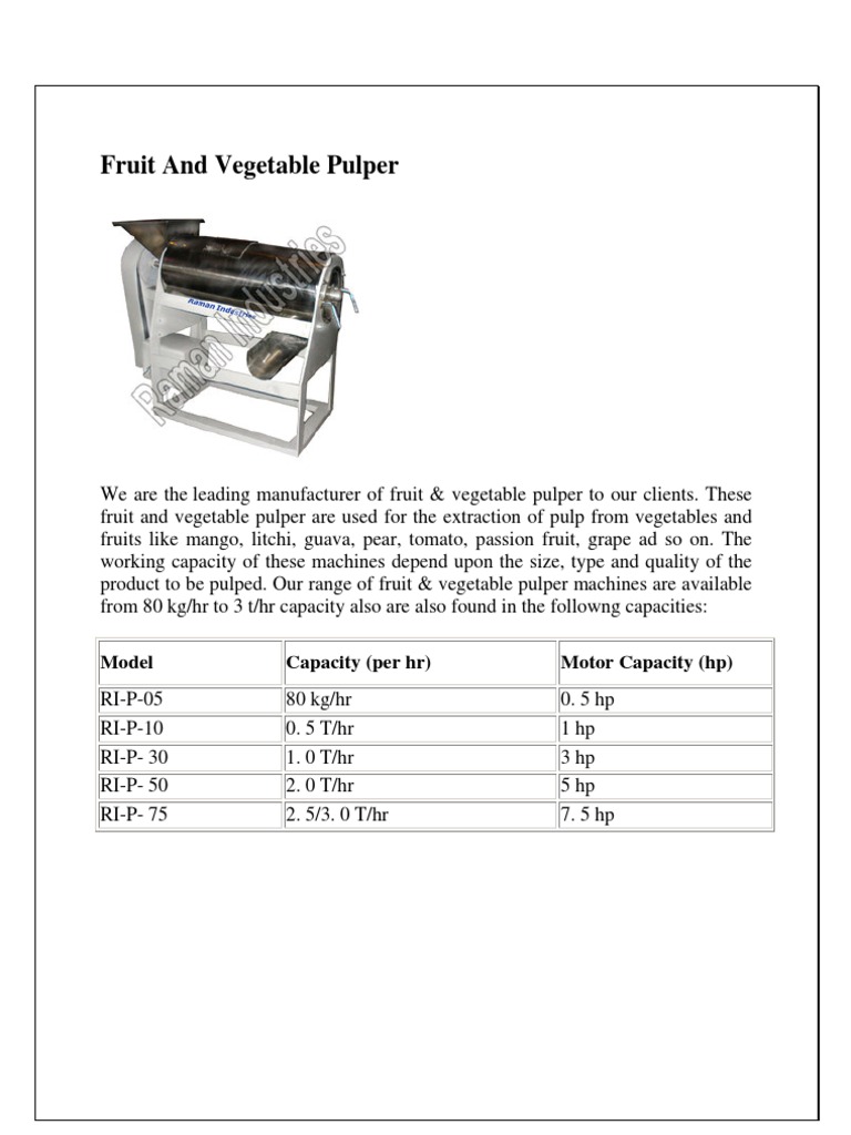 Fruit and Vegetable Pulper | PDF | Washing Machine | Pulp (Paper)