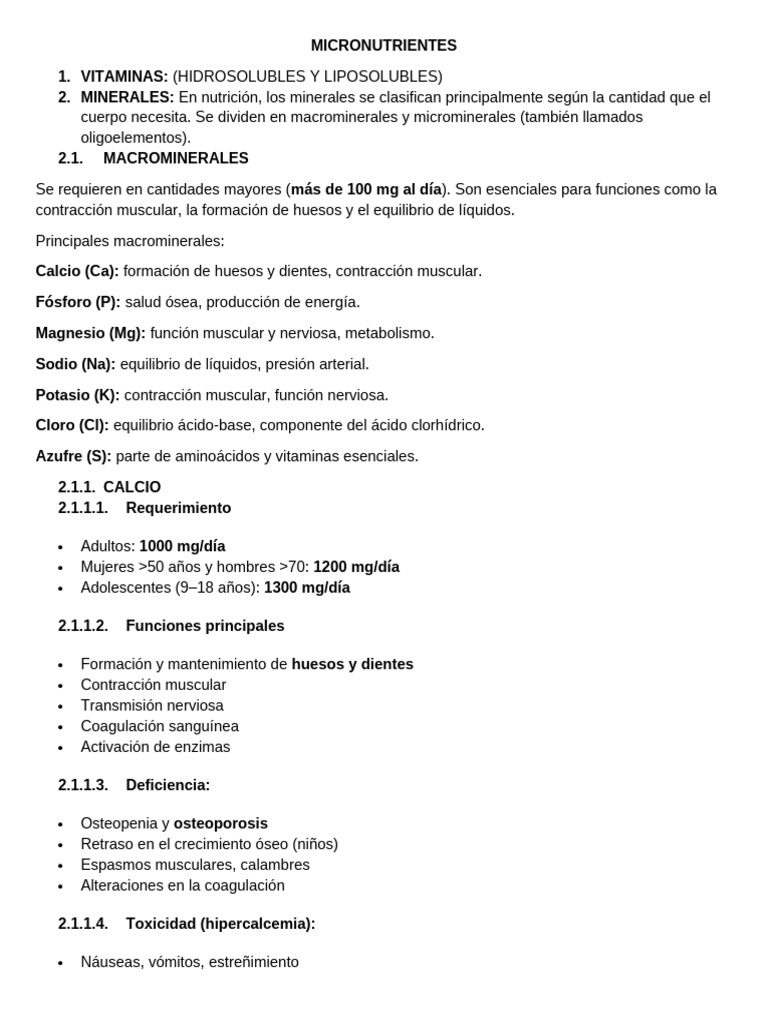 Macrominerales y Microminerales Esenciales | PDF | Calcio | Tiroides
