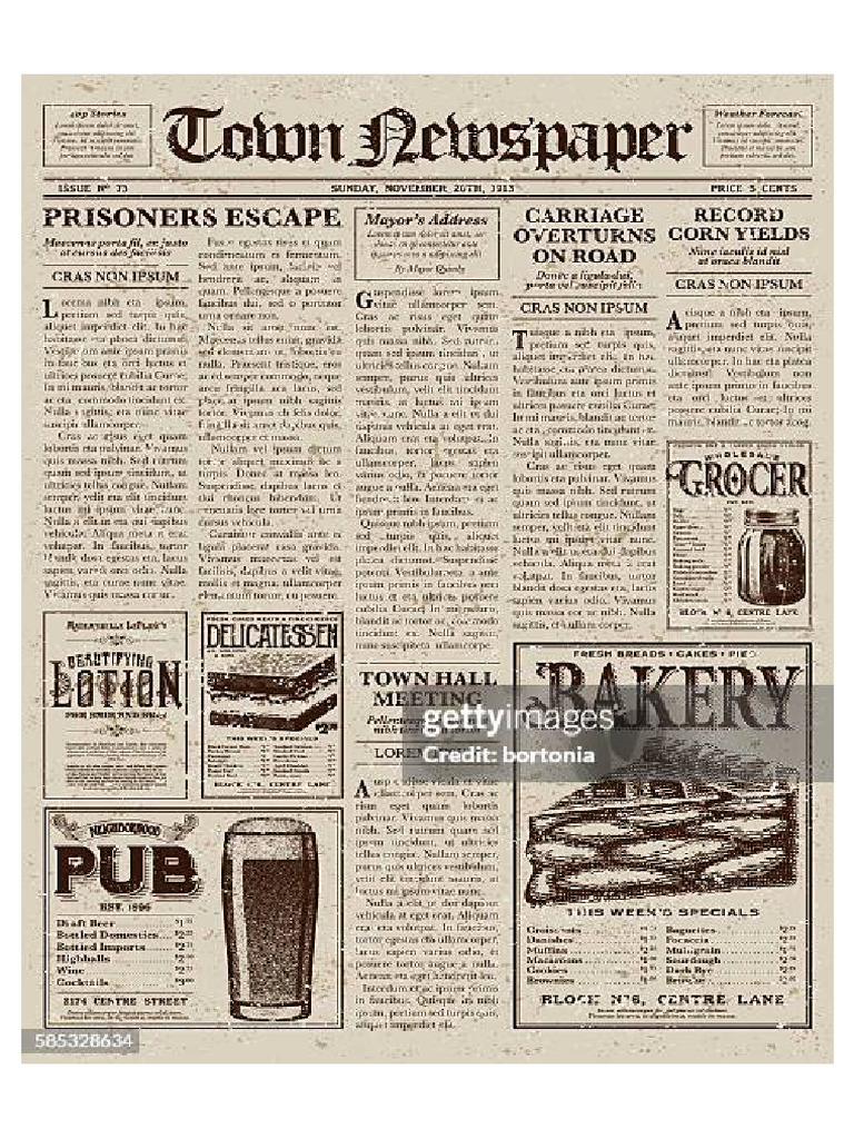 Vintage Victorian Style Newspaper Design Template | PDF
