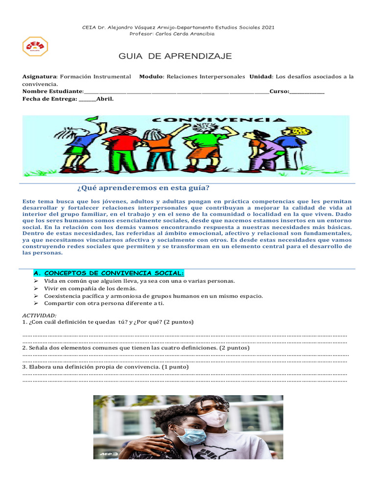 CONVIVENCIA SOCIAL - GUÍA 1HC y 2TP 2021 | PDF