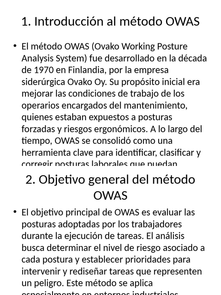 Análisis del Método OWAS en Ergonomía | PDF