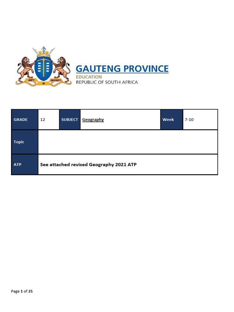 Geography Grade 12 Term 2 Week 7 To 10 2021 | PDF | Geographic ...