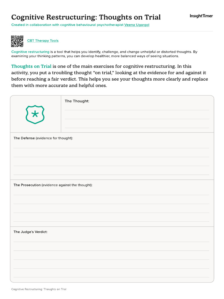 Cognitive Restructuring - Thoughts On Trial | PDF