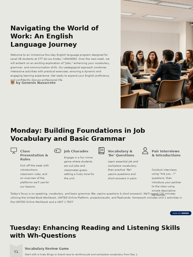 Navigating The World of Work An English Language Journey | PDF ...
