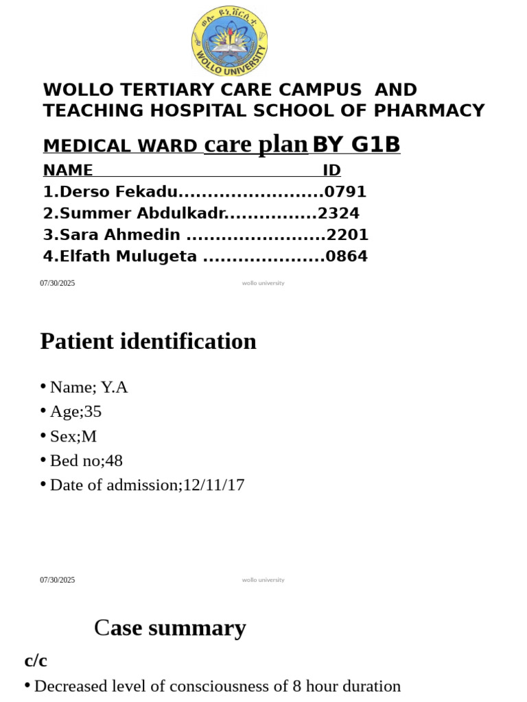 Medical Ward Care Plan by Group 1B | PDF | Schizophrenia | Medicine