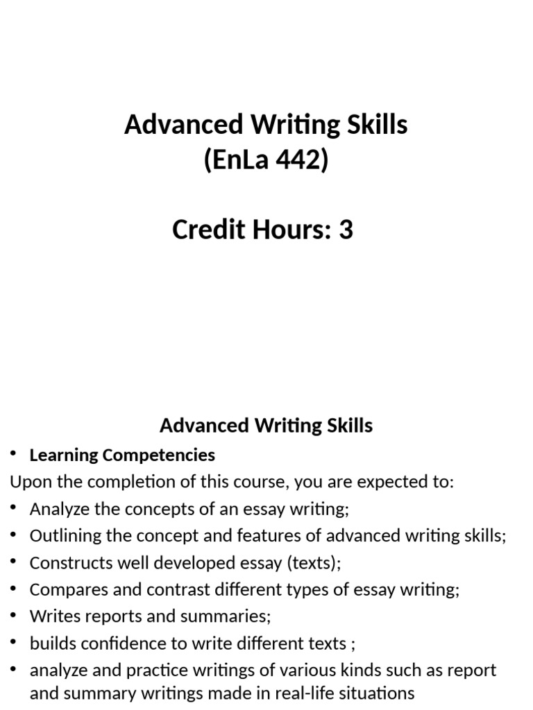 EnLa 442 Advanced Writing | PDF | Essays | Narrative