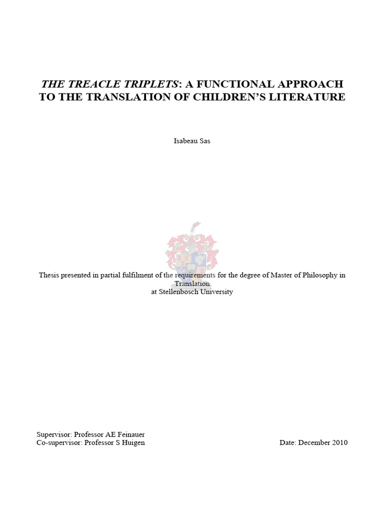 The Treacle Triplets:: A Functional Approach To The Translation of ...