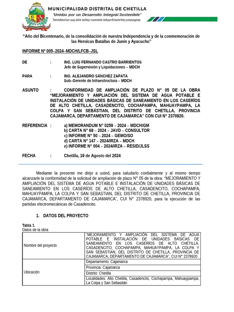 Informe Técnico N°005 LFCB - Conformidad A Solicitud de Ampliación de ...
