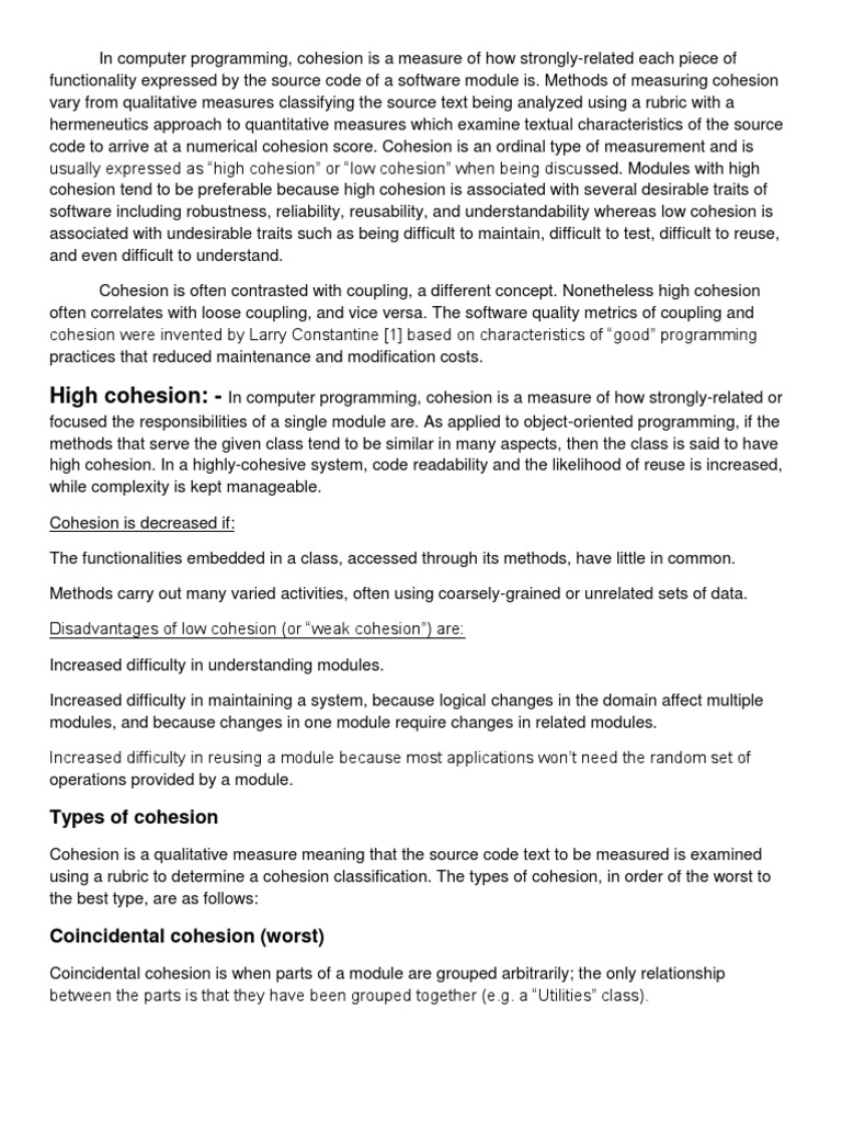 An In-Depth Explanation of Cohesion in Computer Programming and its ...