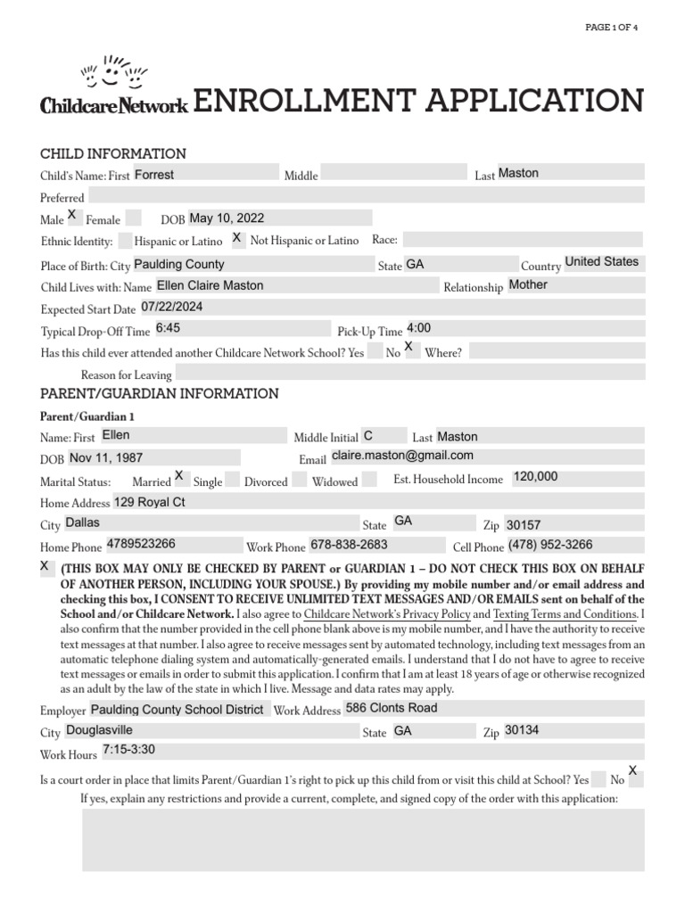1) Child Development Schools Enrollment Forms 2023 | PDF | Indemnity ...