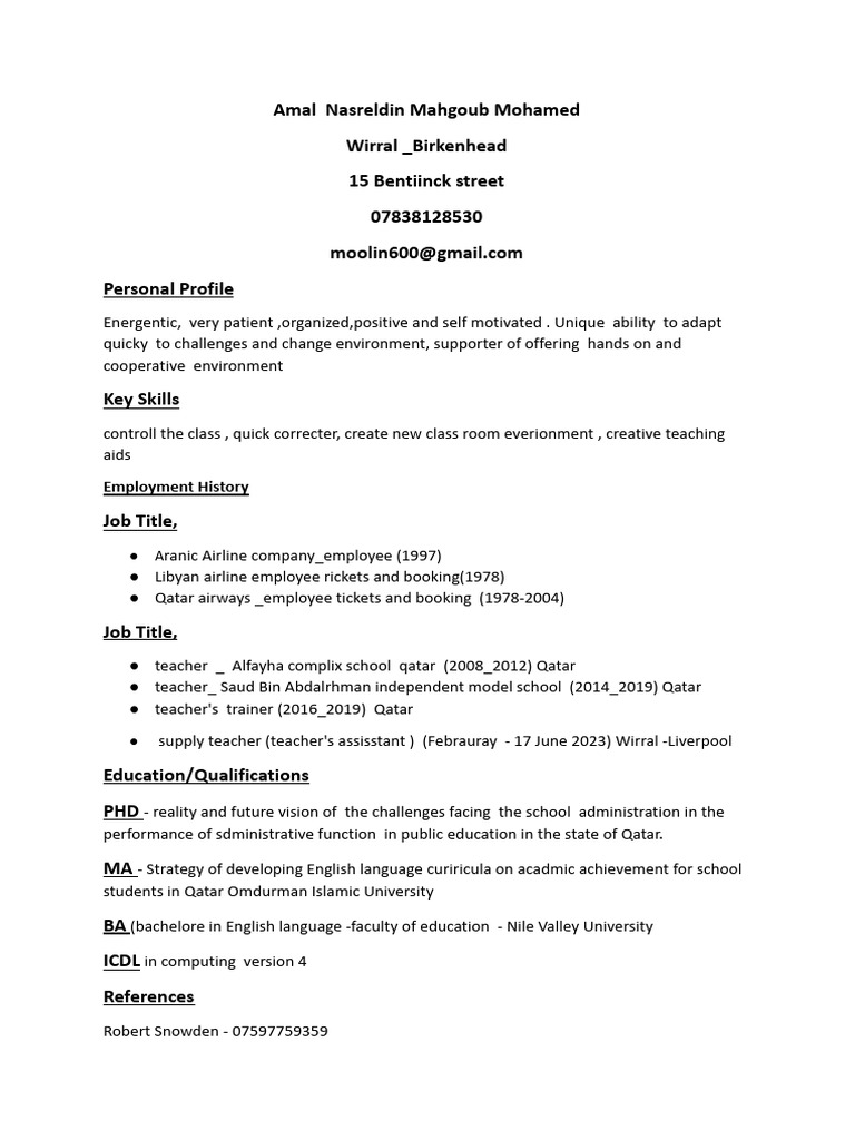 Amal CV 3 | PDF