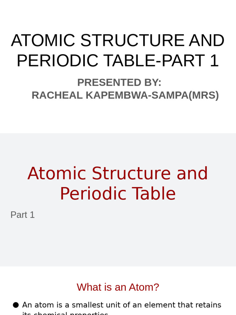 LESSON 5 Part 1 Atomic Structure & PeriodicTable | PDF | Atoms | Electron
