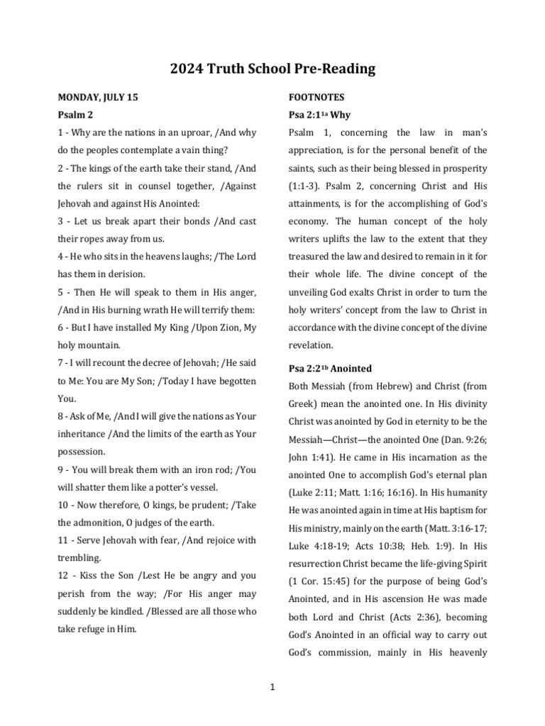 Truth School 2024 - Pre-Reading | PDF | Jesus | Ascension Of Jesus
