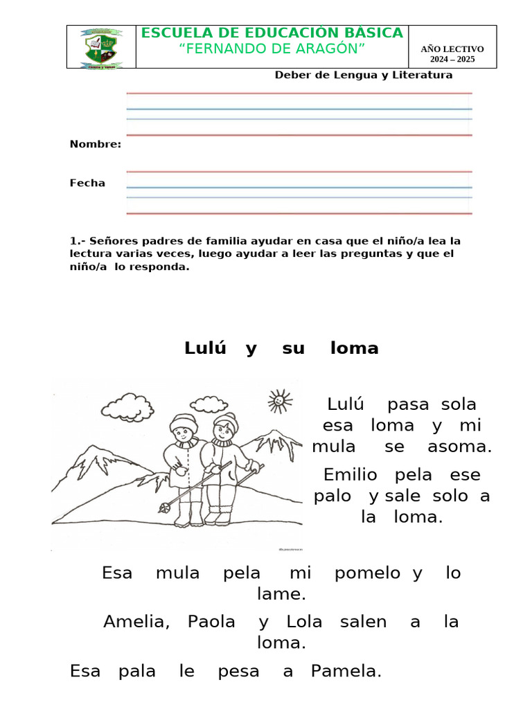 Lectura Fonema L-L | PDF