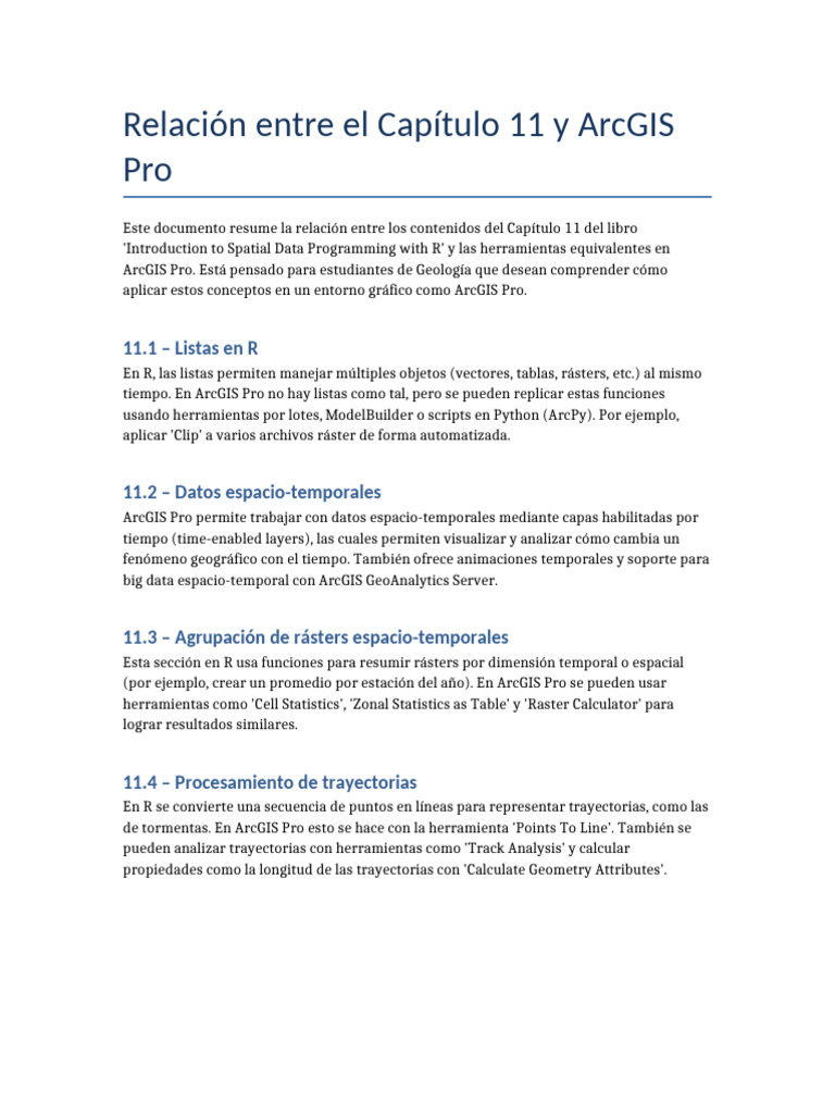 Relacion Capitulo11 ArcGISPro | PDF