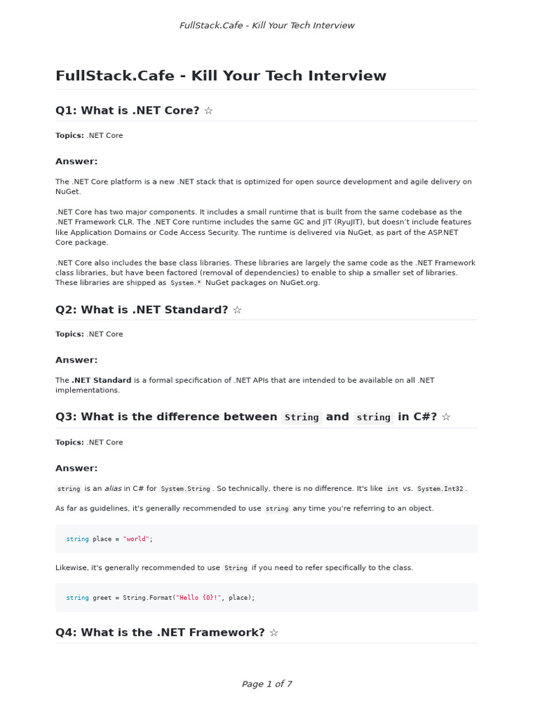 Understanding .NET Core and C# Concepts | PDF | C Sharp (Programming ...