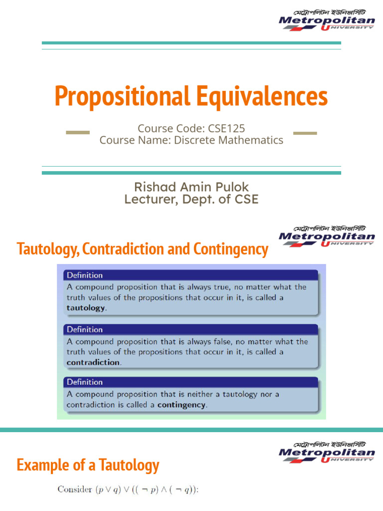 Slide02-Propositional Equivalences | PDF