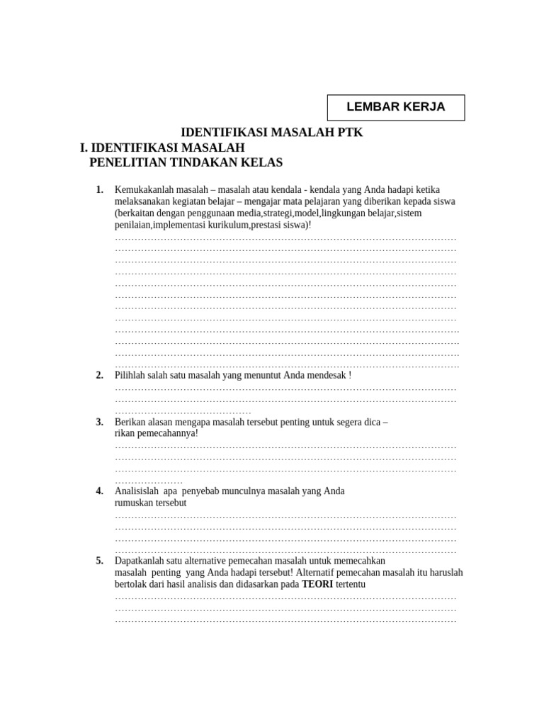 Lembar Kerja PTK | PDF