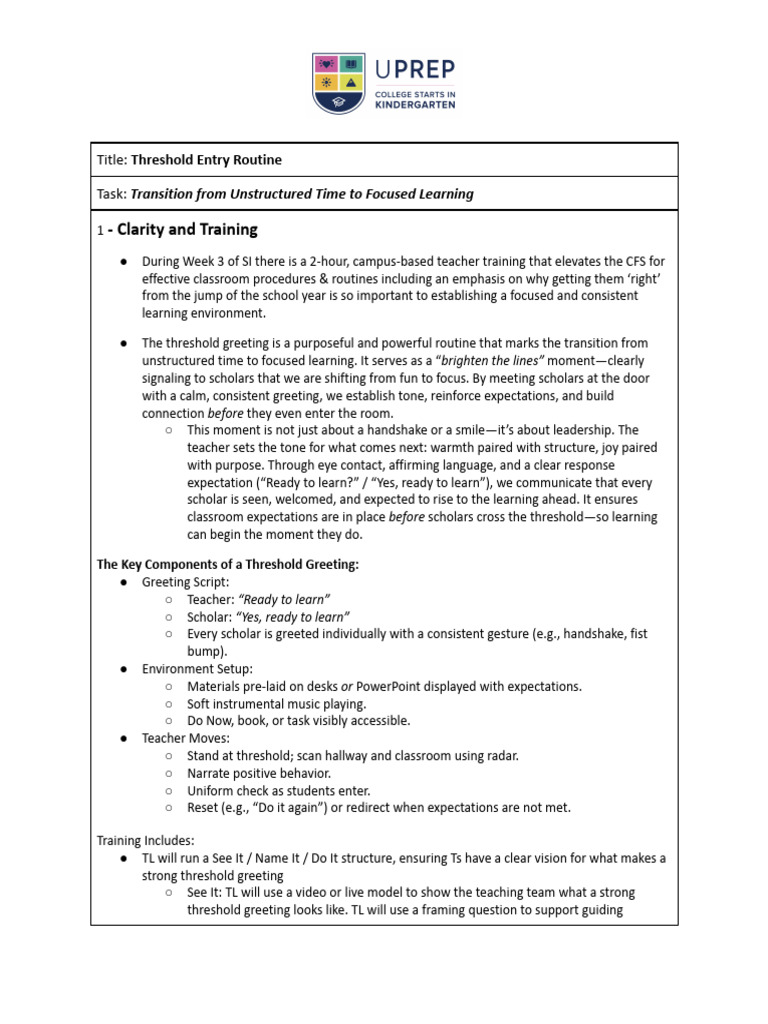 Effective Threshold Greetings in Classrooms | PDF | Classroom ...