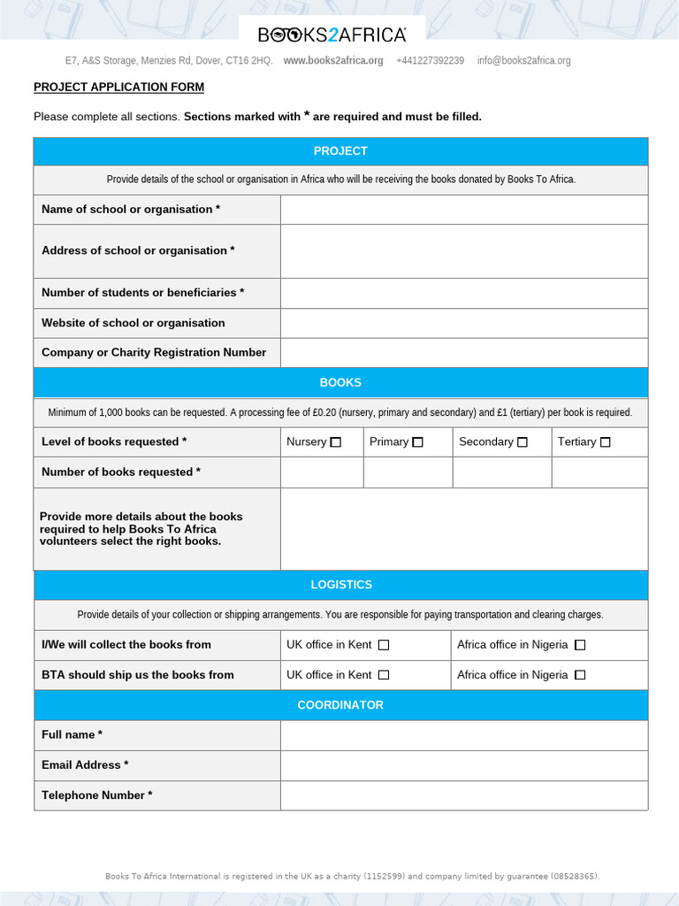 Books2Africa - Book Request Form | PDF