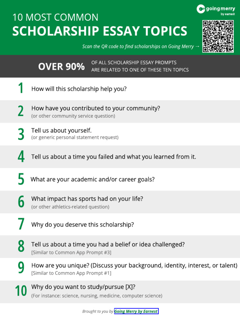 Top 10 Scholarship Essay Topics | PDF