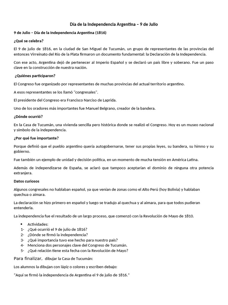 Declaración de Independencia Argentina | PDF
