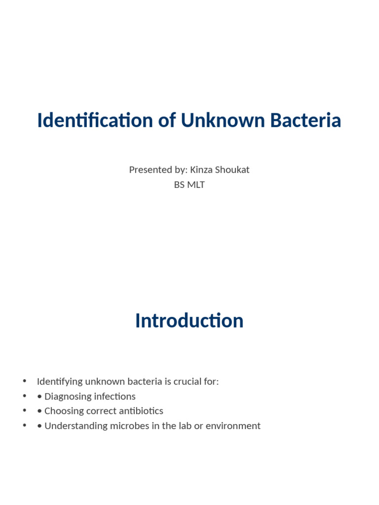 Identifying Unknown Bacteria Methods | PDF