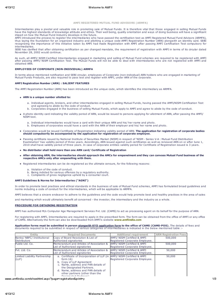 Guidelines for Registration of Intermediaries with AMFI and ...