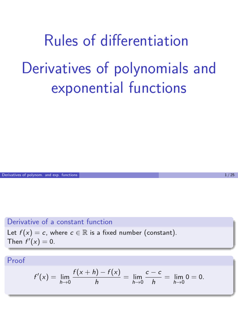 Derivatives of Polynomials and Exponentials | PDF | Exponential ...