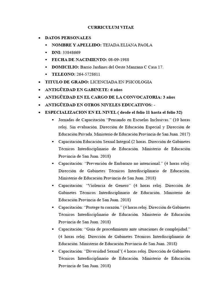 CURRICULUM VITAE Ciudad Del Sol Nuevo | PDF | Escuelas | Aprendizaje