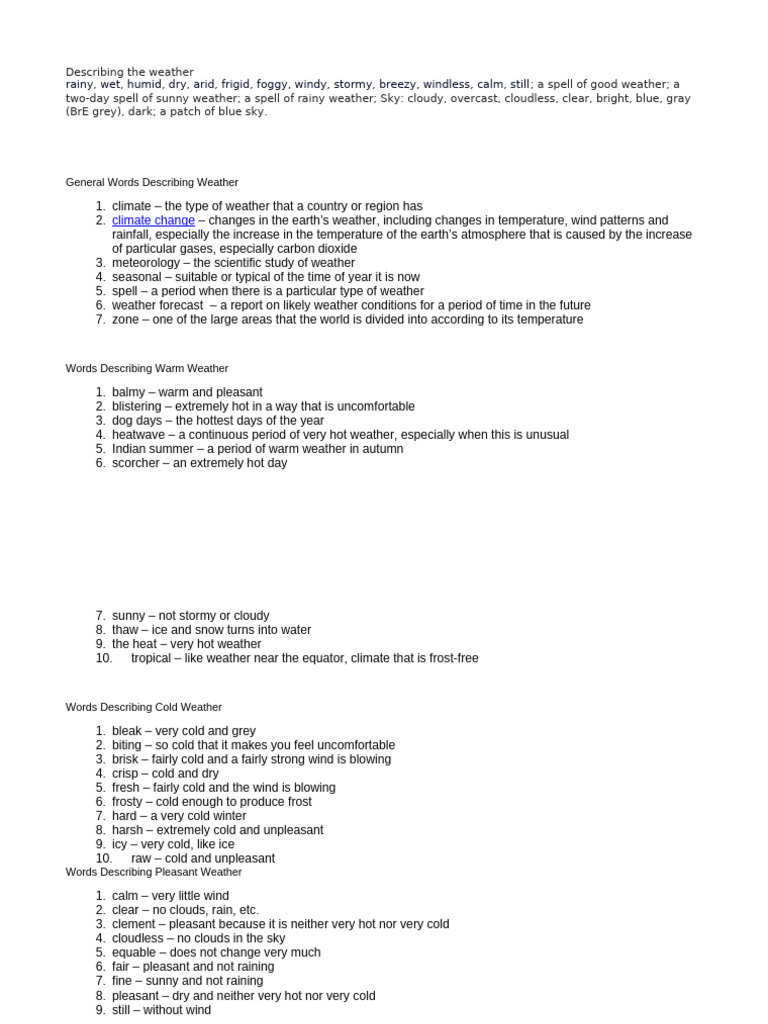 Weather Condition Descriptions | PDF | Precipitation | Rain
