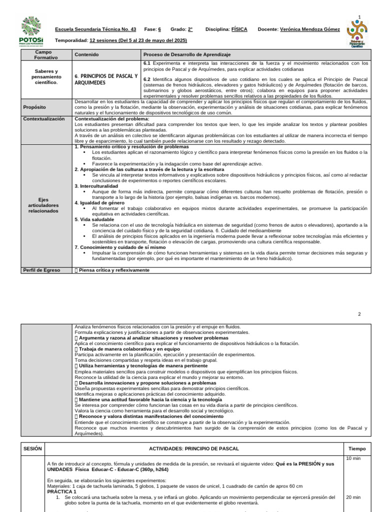 PD Contenido 6. Principios de Pascal y Arquimedes | PDF | Líquidos