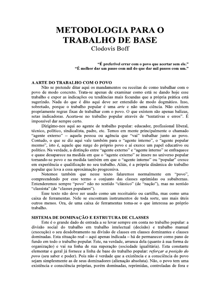 Metodologia Do Trabalho de Base | PDF