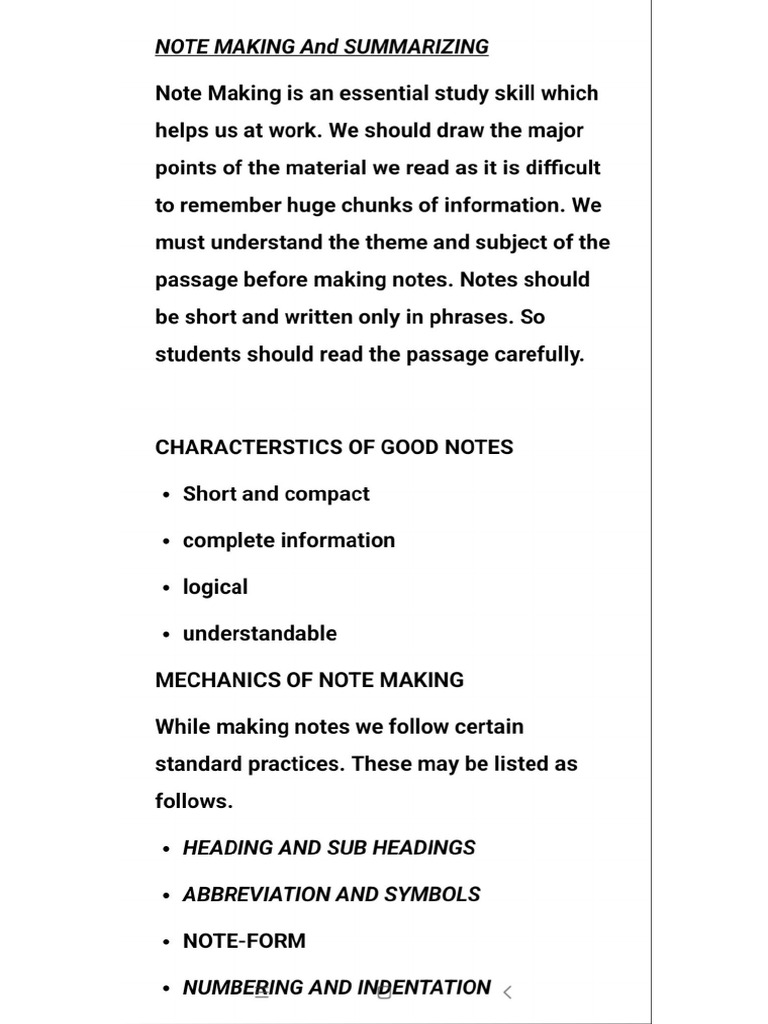 Note Making N Summarizing | PDF
