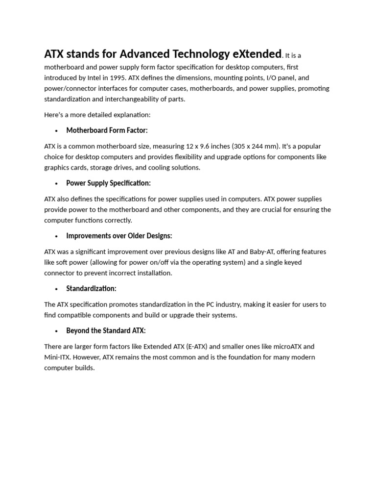Understanding ATX Motherboard Standards | PDF