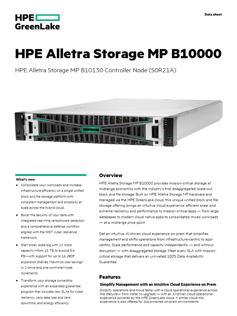 HPE Alletra Storage MP B10130 Overview | PDF | Cloud Computing | Solid ...