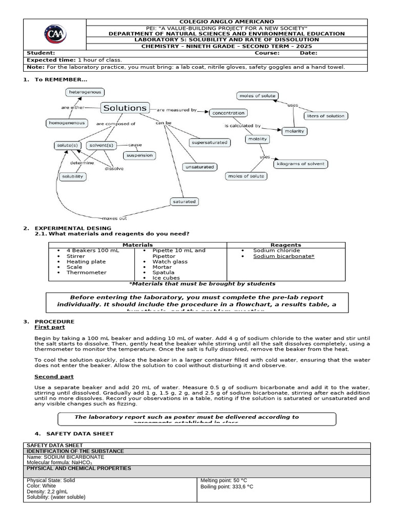 SC Chemistry 9 Laboratorio 9 5 | PDF | Particulates | Solubility