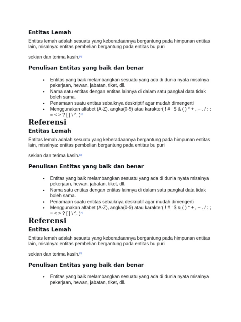 Definisi dan Penulisan Entitas Lemah | PDF