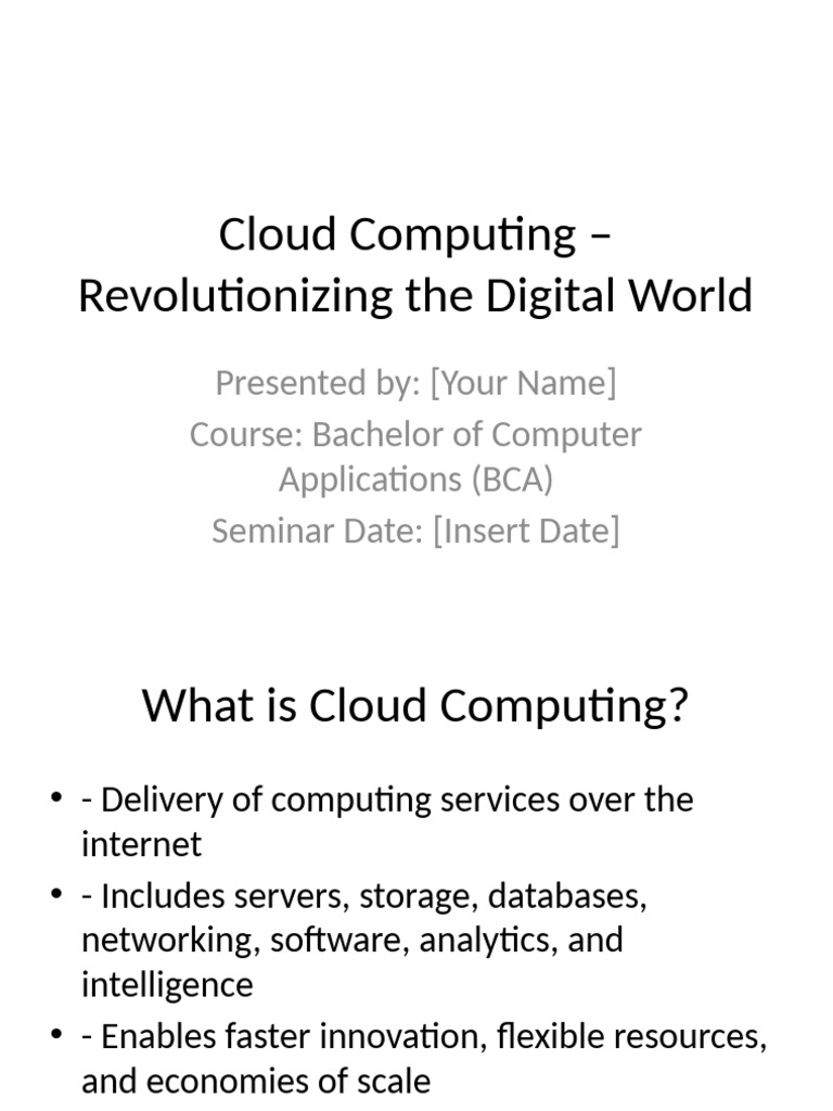 Cloud Computing BCA Seminar | PDF