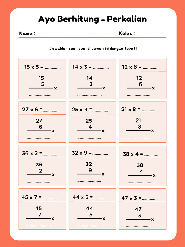 Soal Perkalian untuk Siswa Kelas | PDF