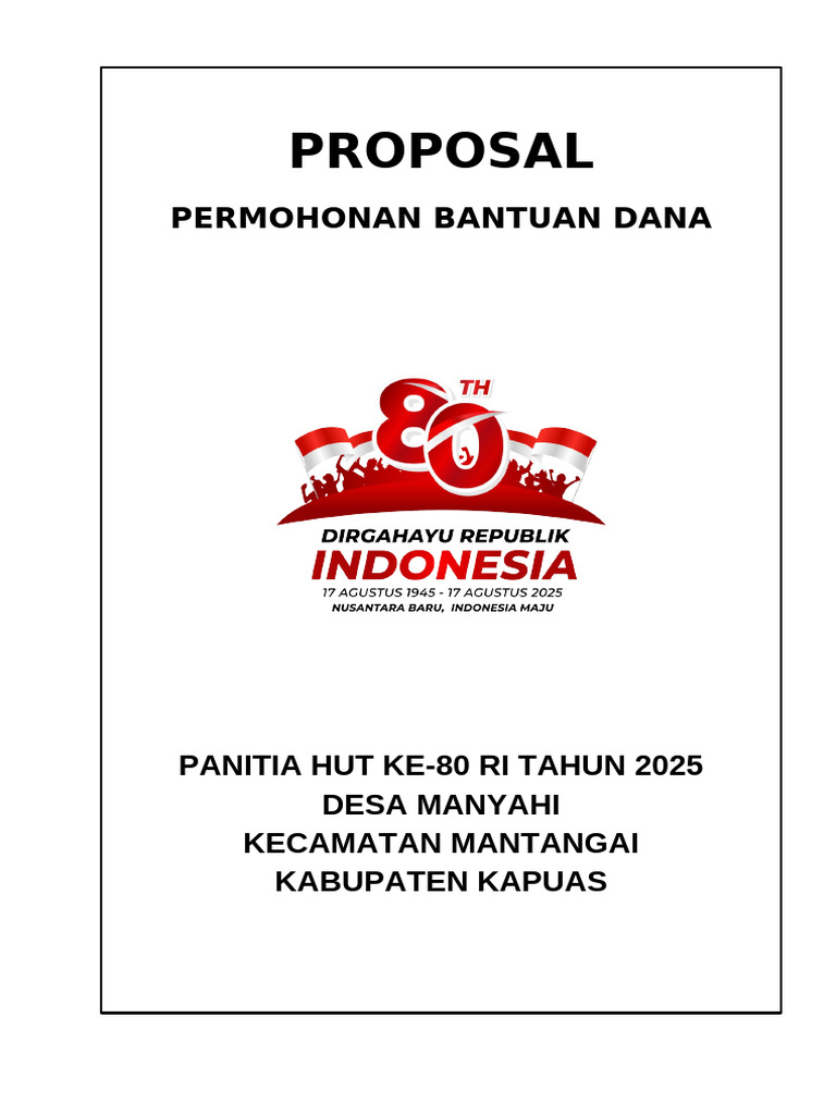 Proposal HUT Ke-80 RI Desa Manyahi | PDF
